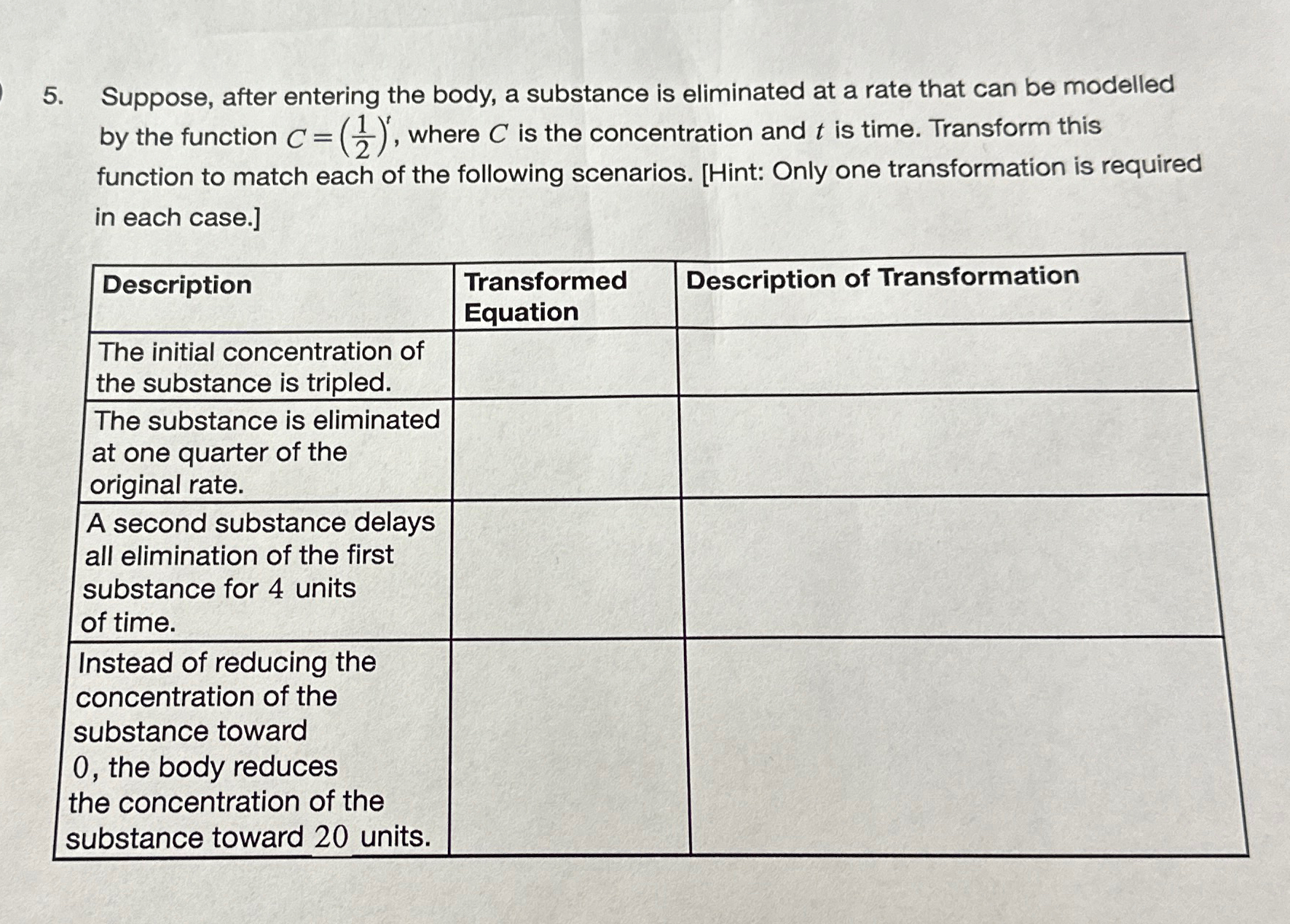 Solved Suppose, after entering the body, a substance is | Chegg.com