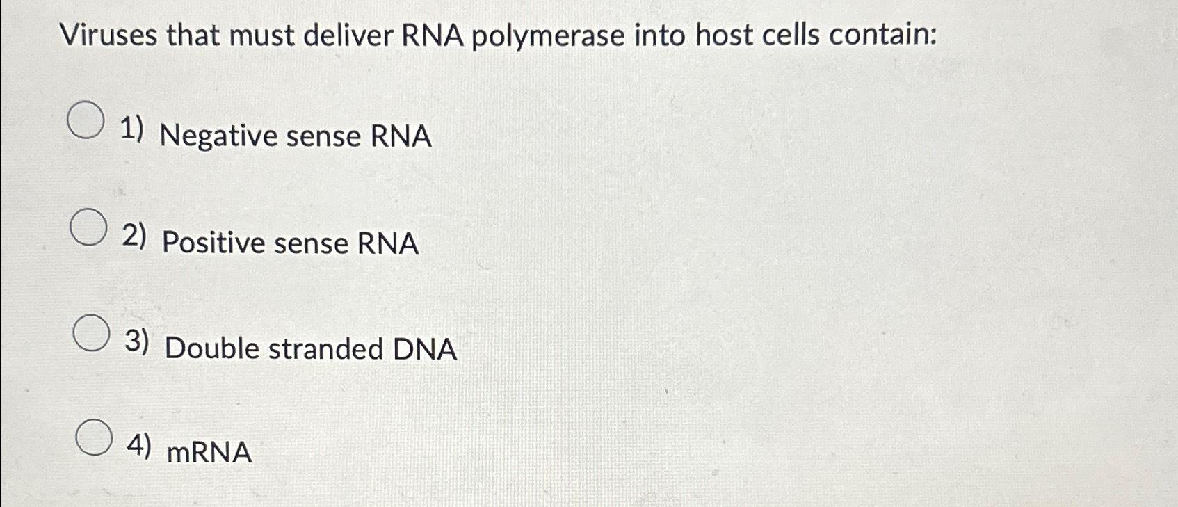 Solved Viruses that must deliver RNA polymerase into host | Chegg.com