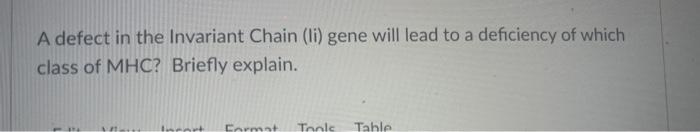 Solved A defect in the Invariant Chain (li) gene will lead | Chegg.com