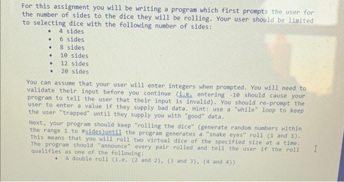 Solved For this assignment you will be writing a program | Chegg.com