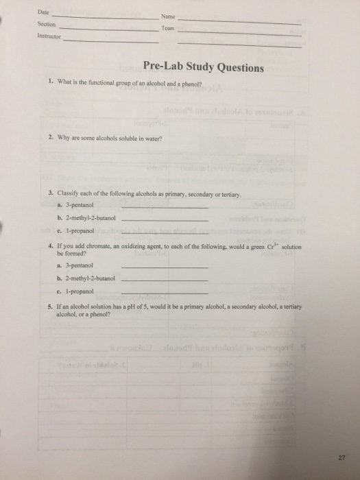 Solved Date Section Instructor Pre-Lab Study Questions 1. | Chegg.com