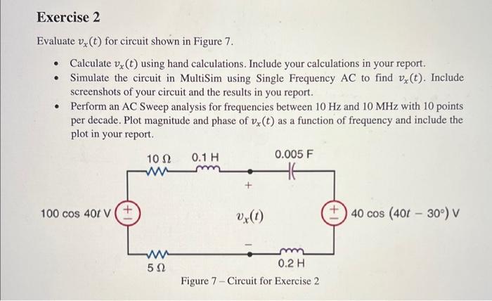 Solved Evaluate vx(t) for circuit shown in Figure 7. - | Chegg.com