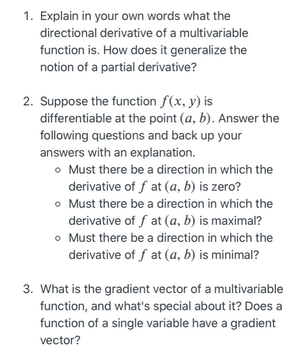 Solved 1. Explain in your own words what the directional | Chegg.com