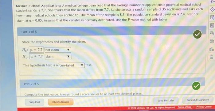 Solved Medical School Applications A medical college dean | Chegg.com
