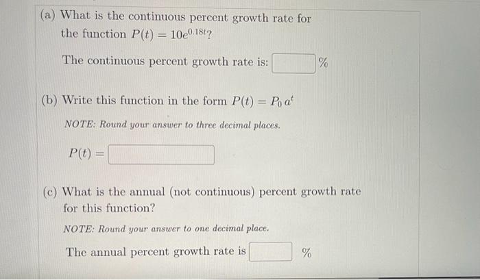 Solved (a) What is the continuous percent growth rate for | Chegg.com