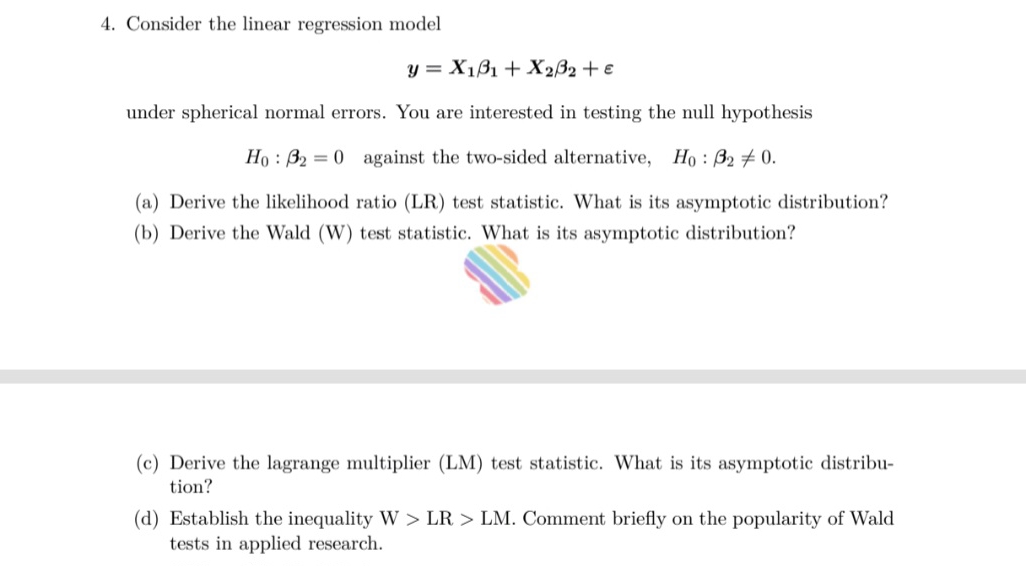 Consider the linear regression | Chegg.com