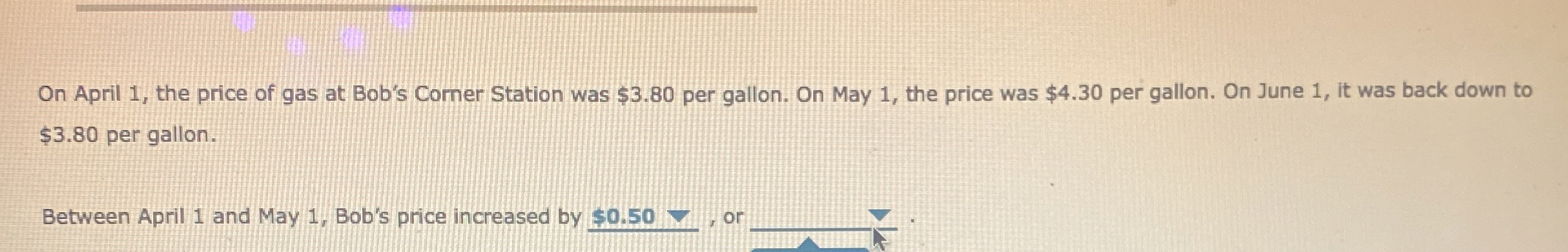 Solved On April 1, ﻿the price of gas at Bob's Comer Station | Chegg.com