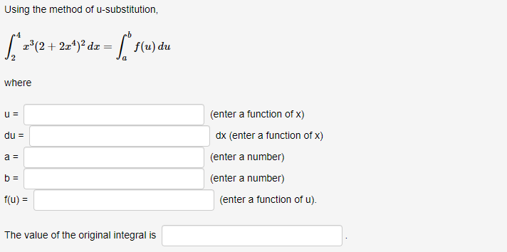 Solved Using the method of u-substitution, | Chegg.com