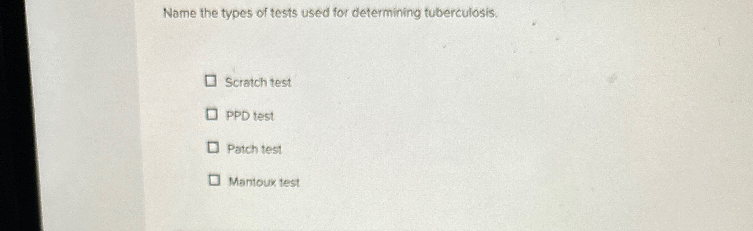 Solved Name the types of tests used for determining | Chegg.com
