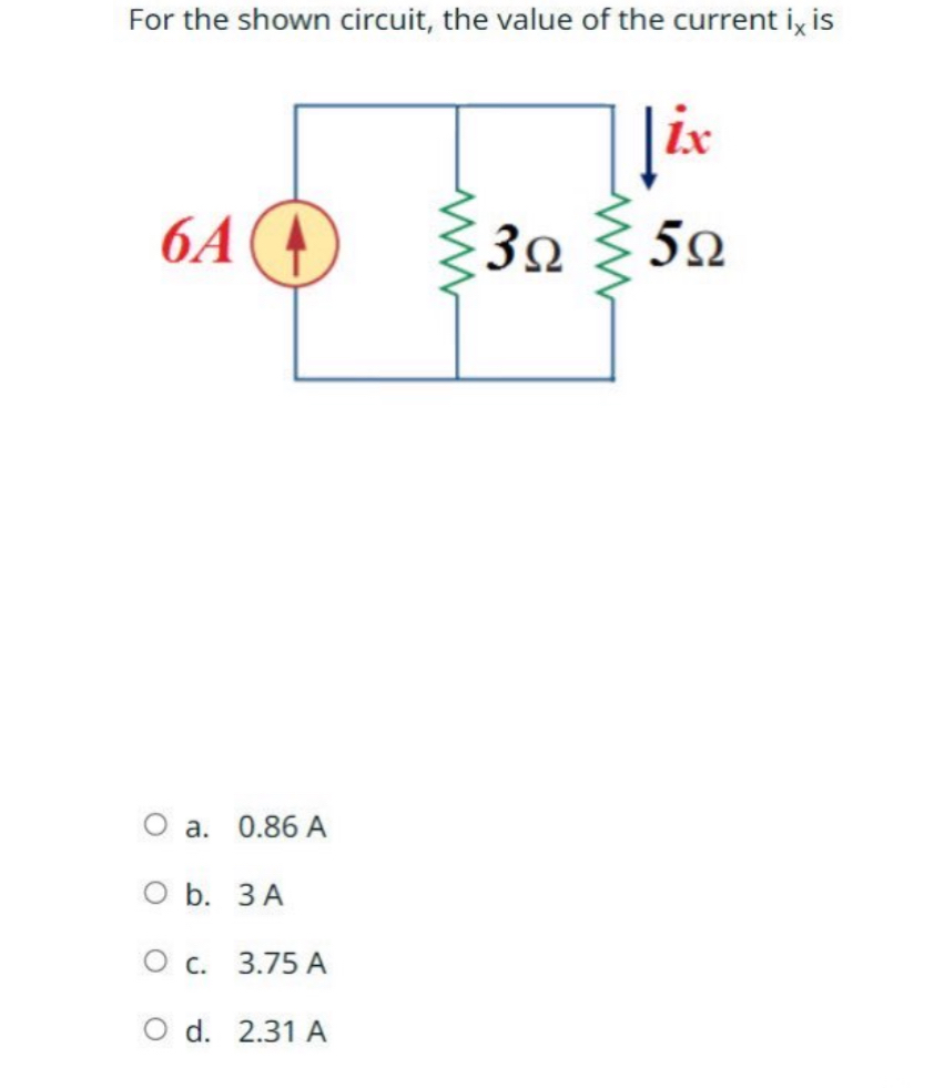 Solved For the shown circuit, the value of the current ix | Chegg.com