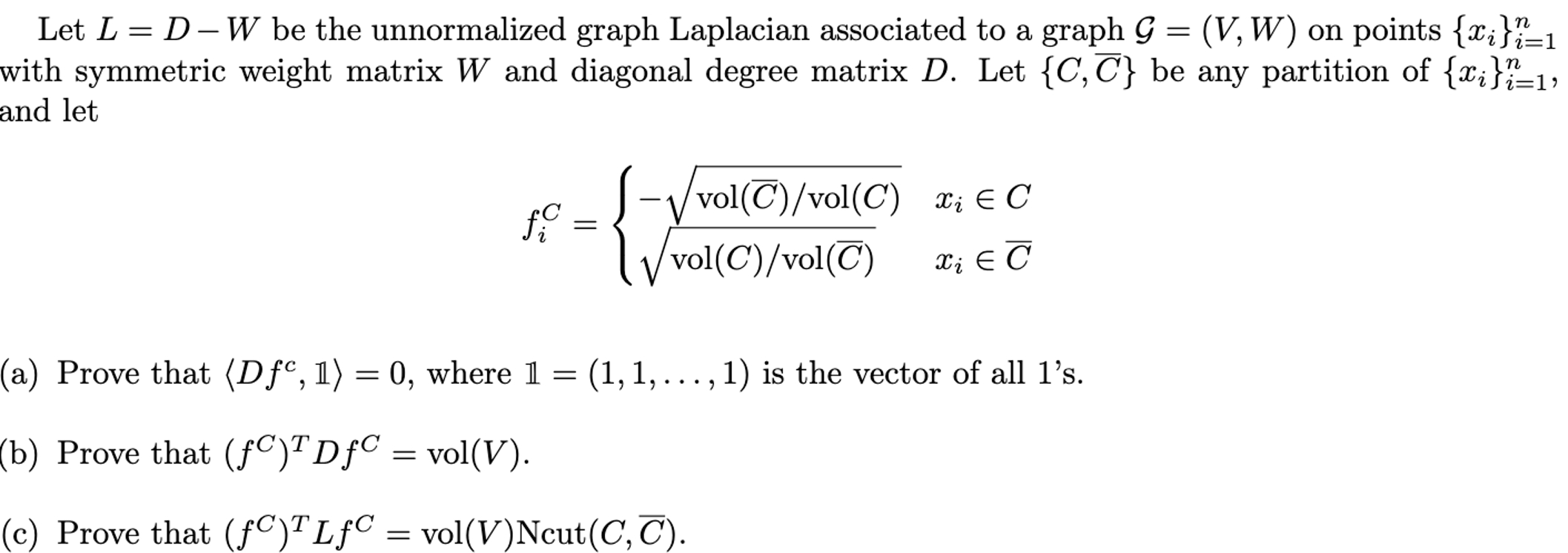 Solved Let L=D-W be ﻿the unnormalized graph Laplacian | Chegg.com