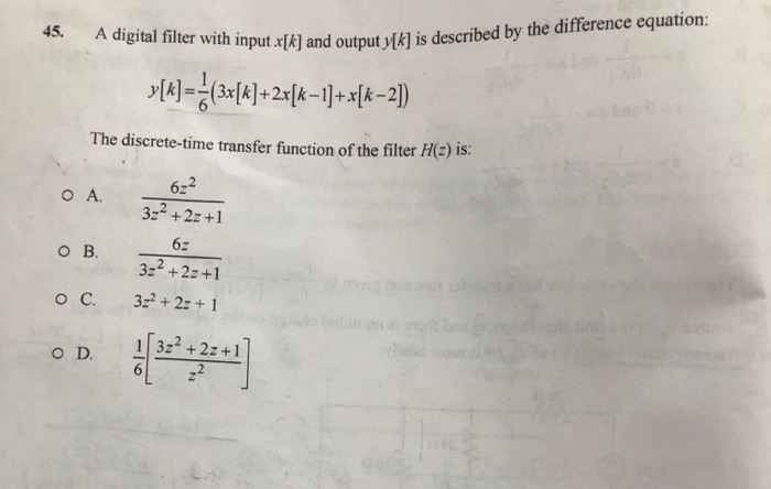 Solved A digital filter with input x[k] and output y[k] is | Chegg.com