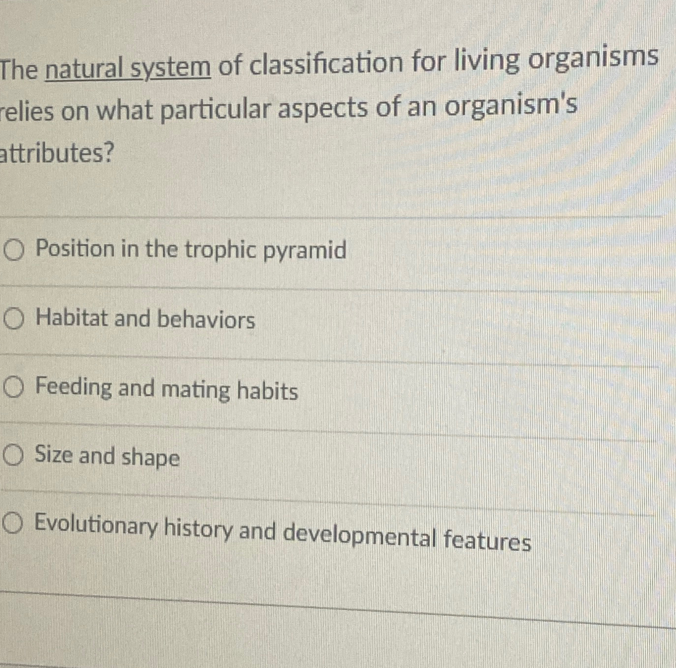 Solved The natural system of classification for living | Chegg.com