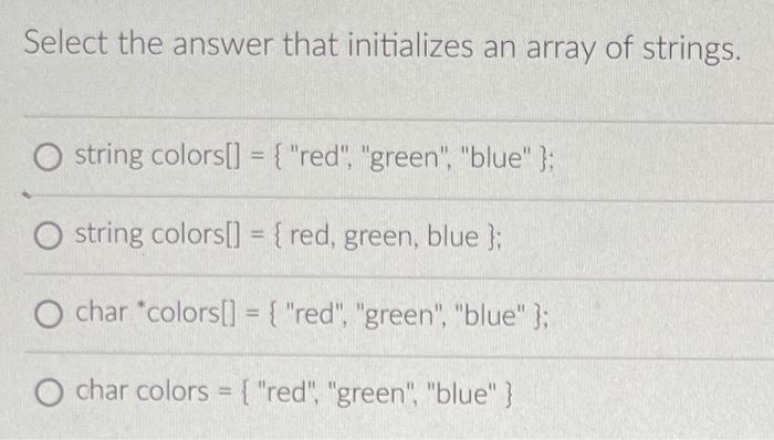 Solved Select the answer that declares an array named nums | Chegg.com