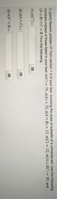 Solved (1 point) Rework problem 27 from section 1.3 of your | Chegg.com