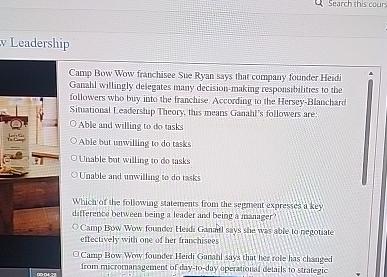 Solved Search this courv. ﻿LeadershipCamp Buw Wow franchisee | Chegg.com
