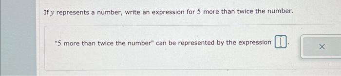 Solved if y represents a number, write an equation for five | Chegg.com