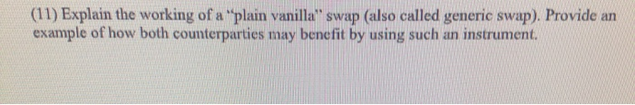 Solved (11) Explain the working of a "plain vanilla" swap | Chegg.com