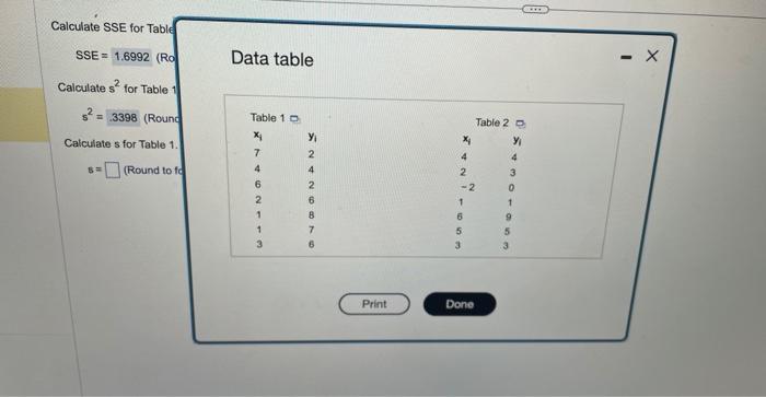 Solved Calculate SSE, s2, and s for the least squares lines | Chegg.com
