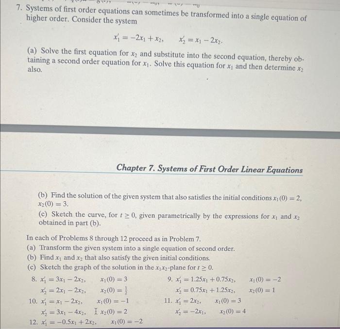 Solved O Ws 7 Systems Of First Order Equations Can