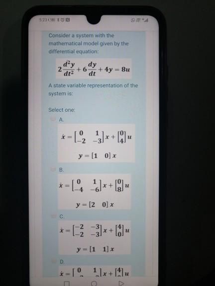 Solved 52 Consider a system with the mathematical model | Chegg.com