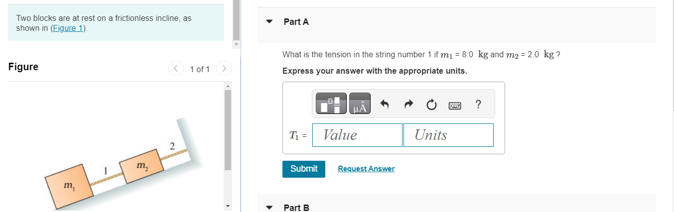 Two blocks are at rest on a frictionless incline, | Chegg.com