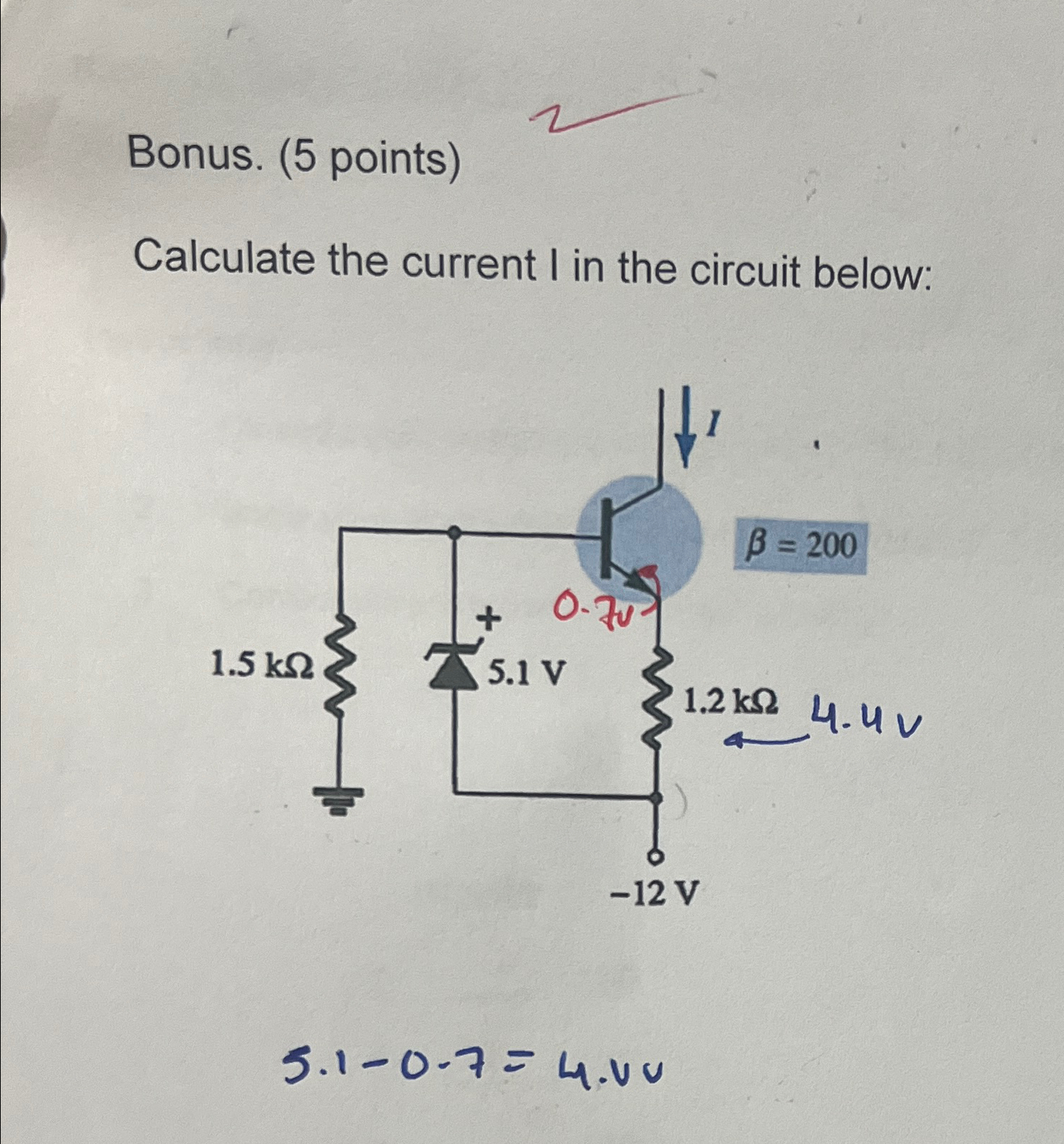Solved Bonus. ( 5 ﻿points)Calculate the current I in the | Chegg.com