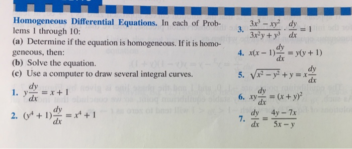 Solved Homogeneous Differential Equations. In each of Prob- | Chegg.com