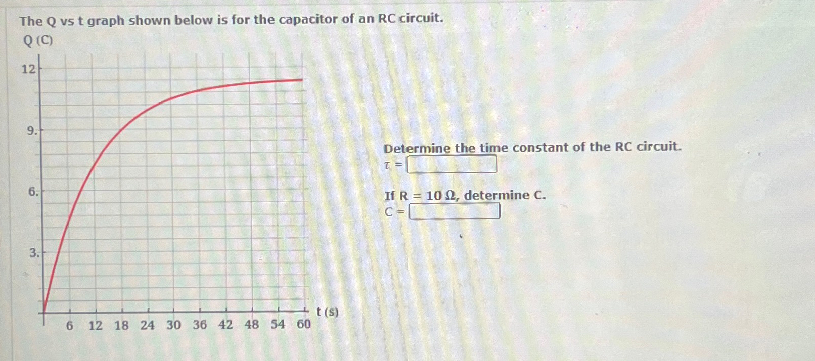 Solved The Q vs t ﻿graph shown below is for the capacitor of | Chegg.com