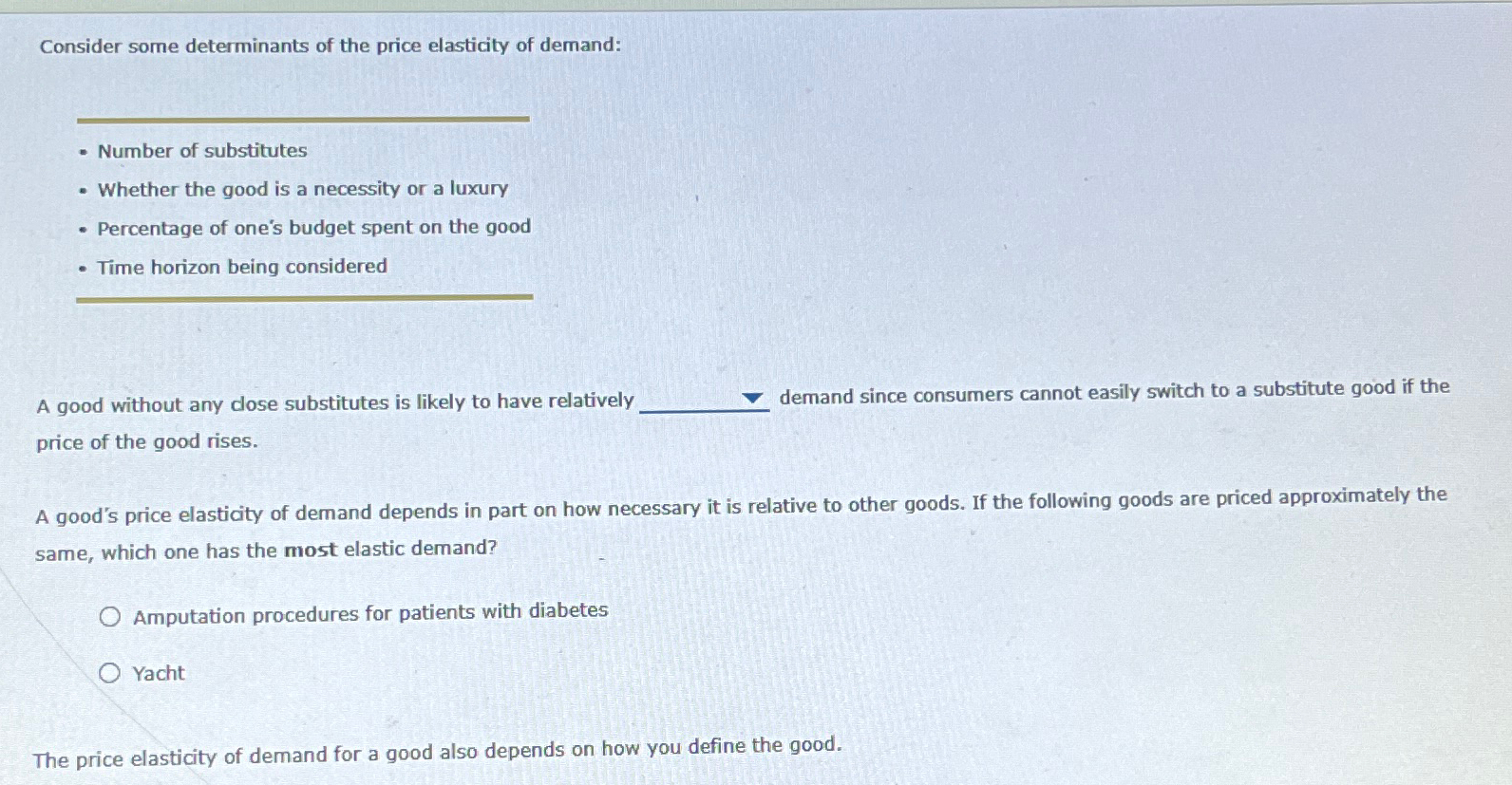 Solved Consider some determinants of the price elasticity of | Chegg.com