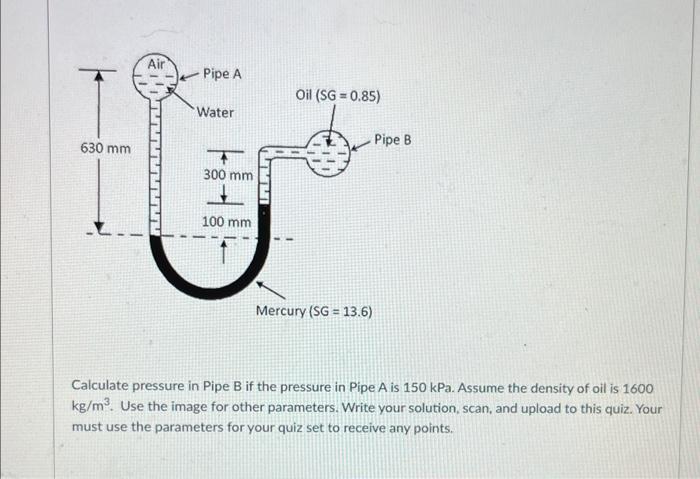 Solved Calculate pressure in Pipe B if the pressure in Pipe | Chegg.com
