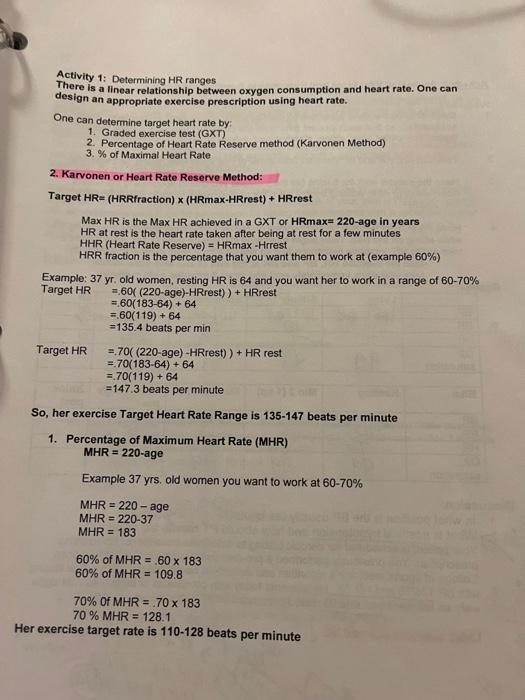 Solved Activity 1: Determining HR ranges There is a linear | Chegg.com