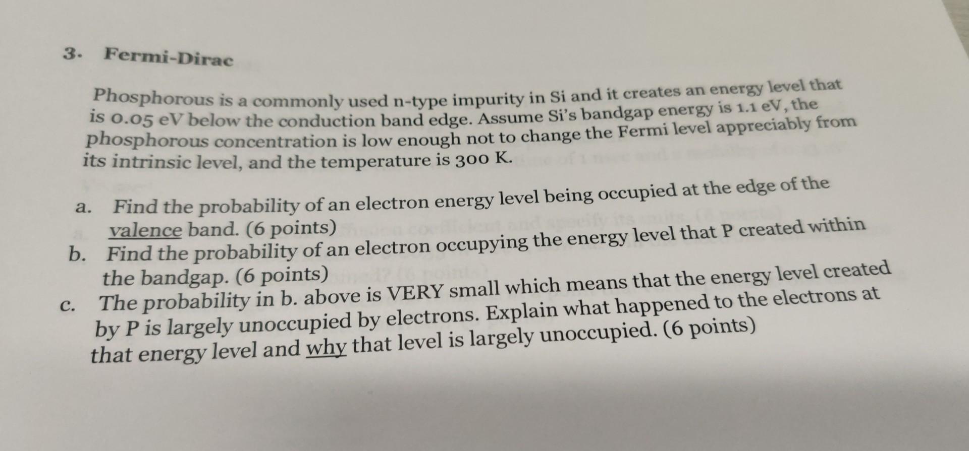 Solved 3. Fermi-Dirac Phosphorous is a commonly used n-type | Chegg.com