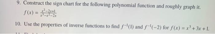 Solved 9. Construct the sign chart for the following | Chegg.com