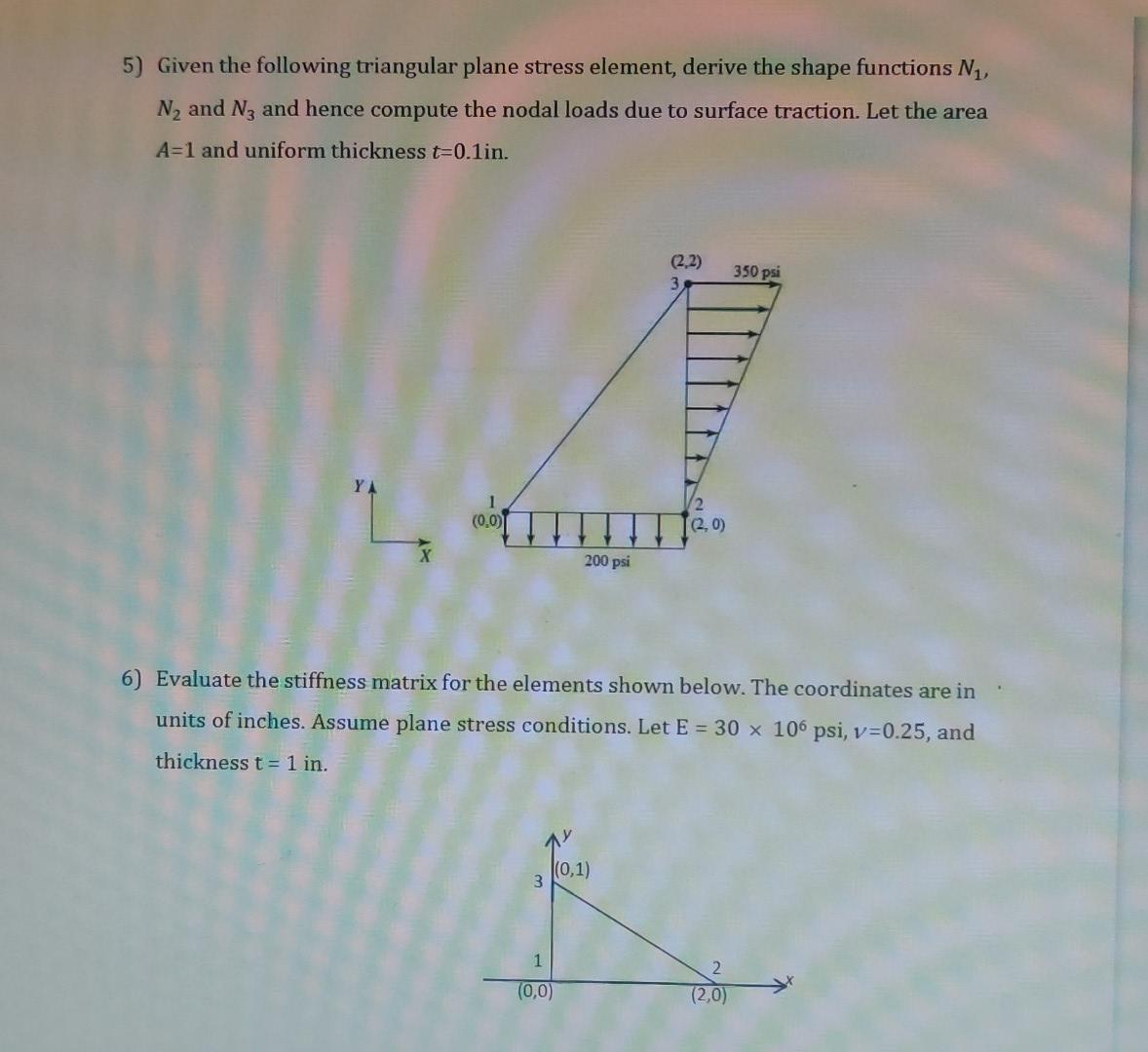 Solved 5) Given the following triangular plane stress | Chegg.com