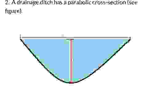 Solved A drainage ditch has a parabolic crosssection. If the | Chegg.com