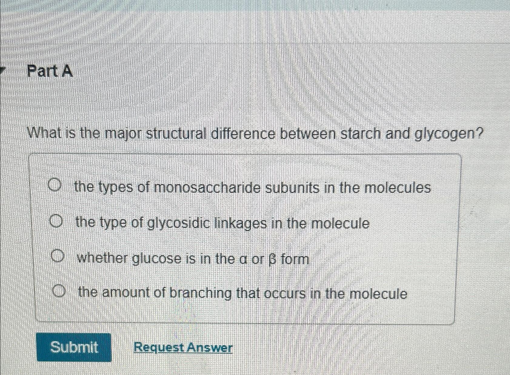 Solved Part AWhat is the major structural difference between | Chegg.com