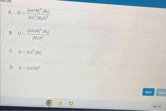 Solved 2Li(s)+2H2O(l)→2LiOHO(aq)+H2(g) Which of the | Chegg.com