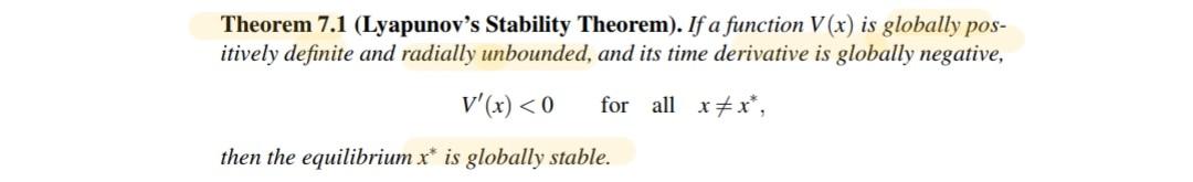 Solved Theorem 7.1 (Lyapunov's Stability Theorem). If a | Chegg.com