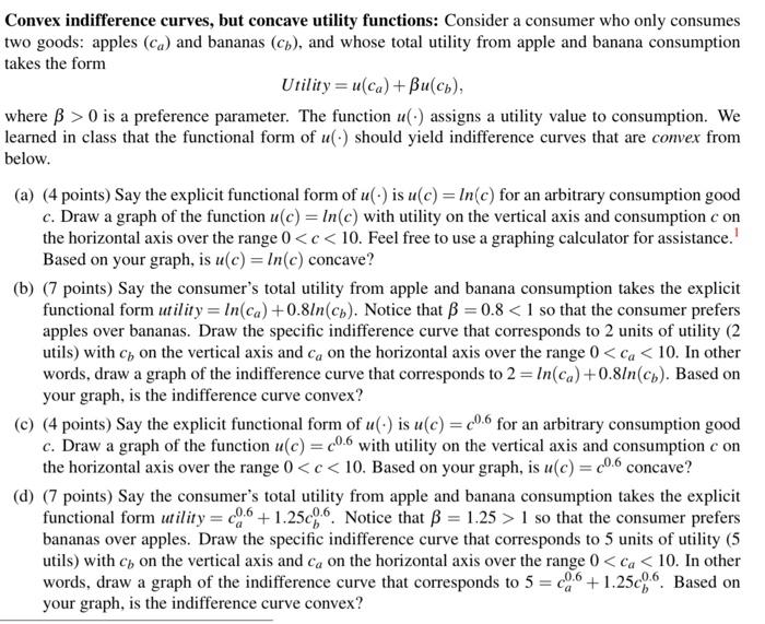 Convex indifference curves, but concave utility | Chegg.com