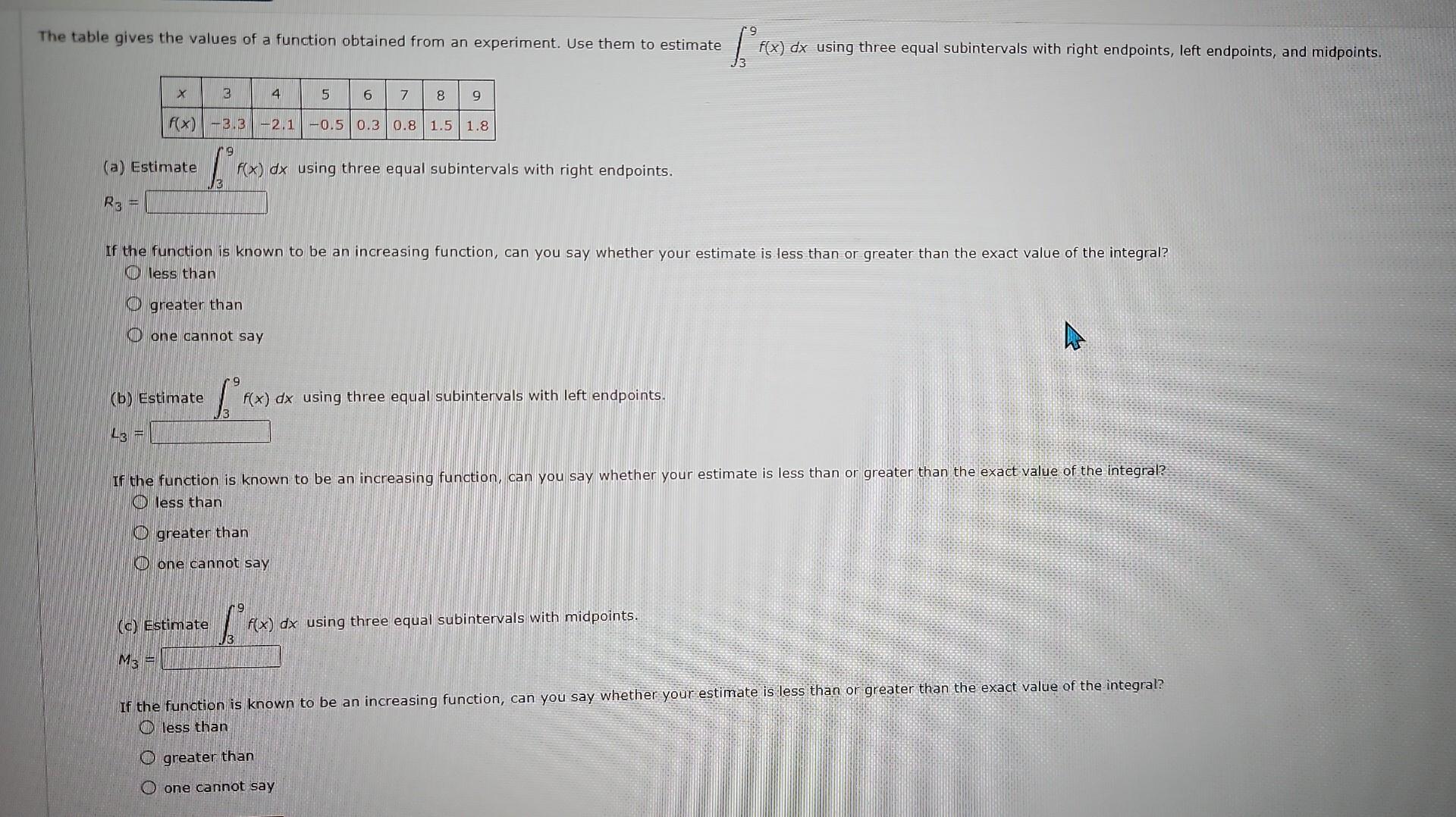 Solved table gives the values of a function obtained from an | Chegg.com