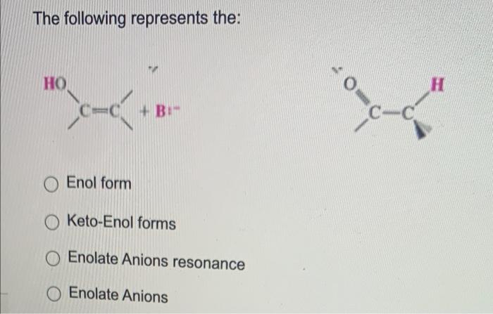 Solved The following represents the: HO H Cs -6 + B1- C Enol | Chegg.com