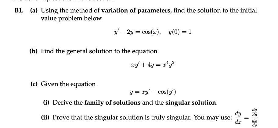 Solved (a) Using the method of variation of parameters, find | Chegg.com