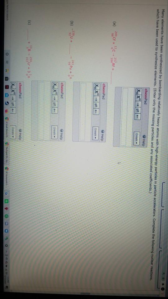 Solved Many elements have been synthesized by bombarding | Chegg.com