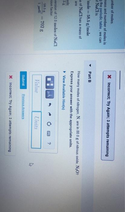 Solved Molar Mass as a Conversion Factor Part A amber of | Chegg.com