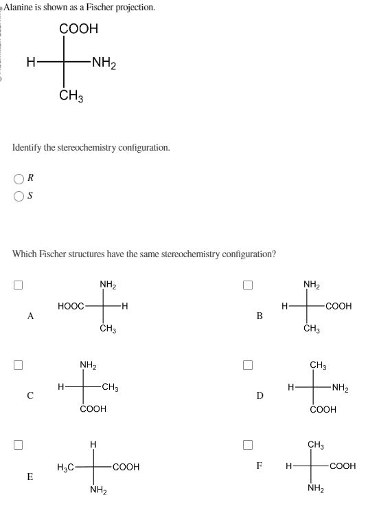 Solved Alanine is shown as a Fischer projection. | Chegg.com