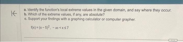 Solved a. Identify the function's local extreme values in | Chegg.com