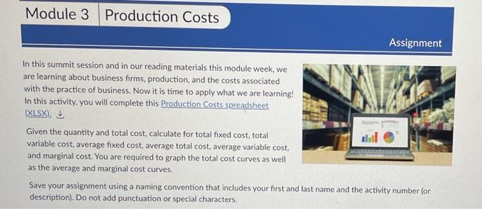 Module 3 Production Costs Assignment In this summit | Chegg.com