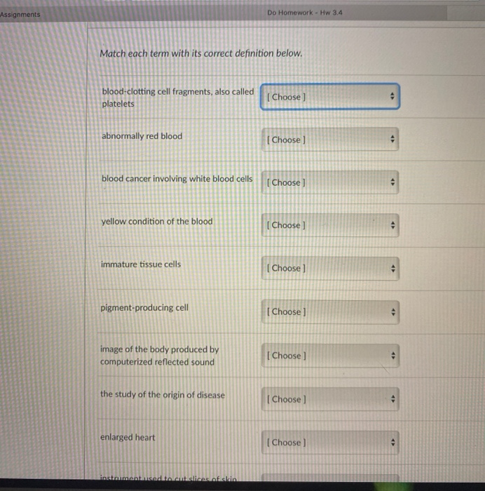 Assignments Do Homework - Hw 3.4 Match each term with | Chegg.com