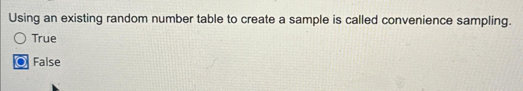 Solved Using an existing random number table to create a | Chegg.com